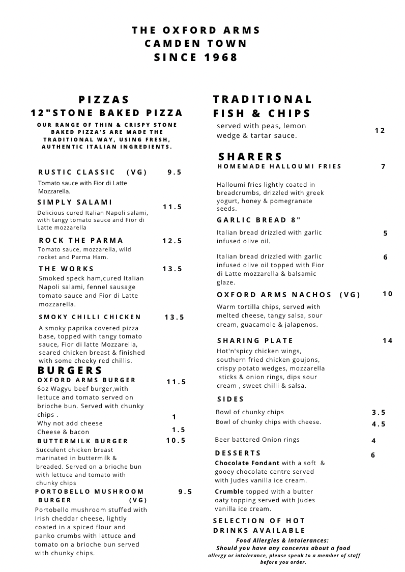 Home | The Oxford Arms | Camden Town | Vibrant Pub | Great Food | Drink ...